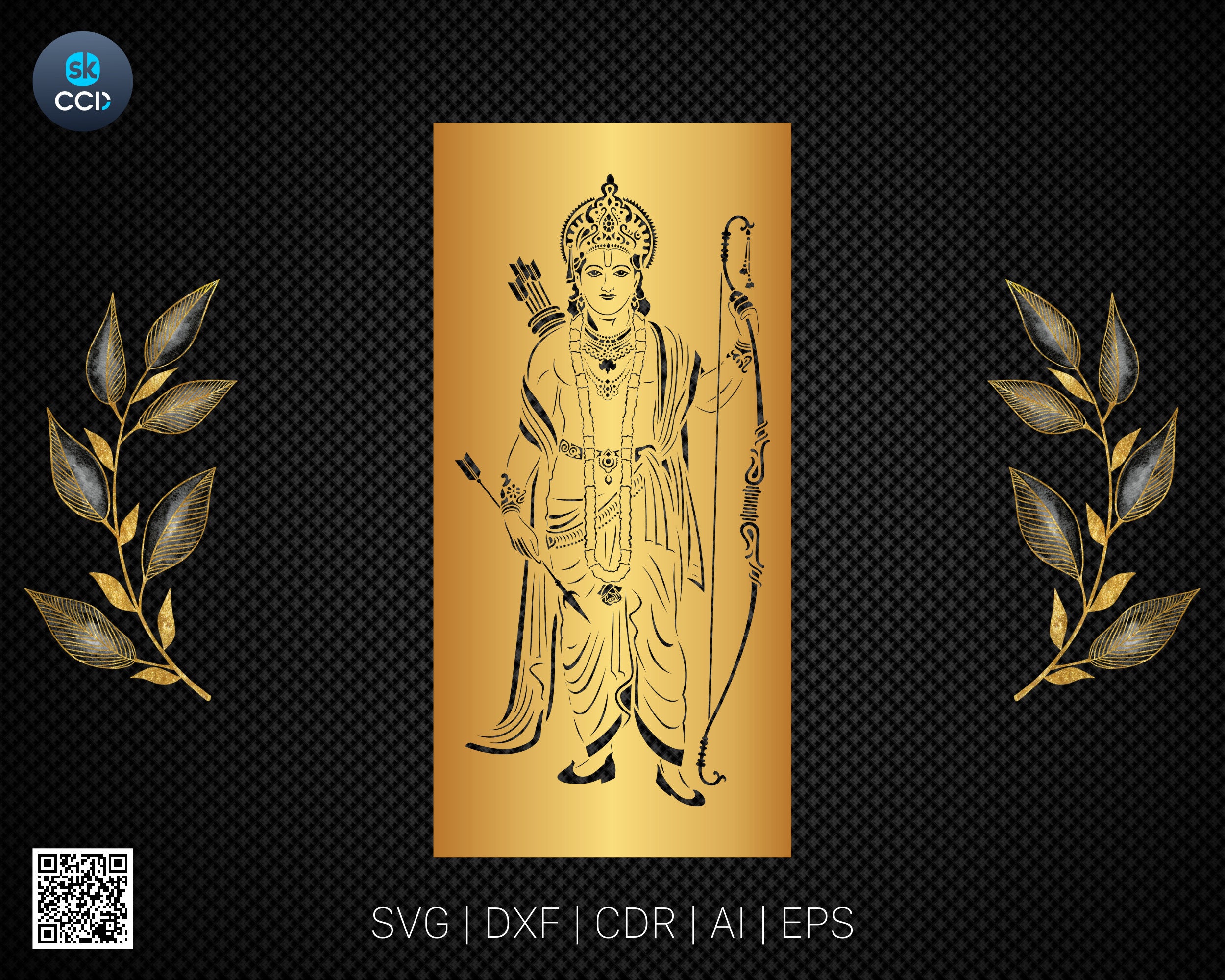 Lord Ram Vector for laser cut, cnc, digital files CDR, dxf, eps, svg ...